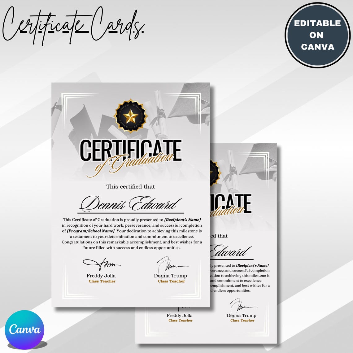 Editable Graduation Certificate Template, Kids Diploma (digital ...