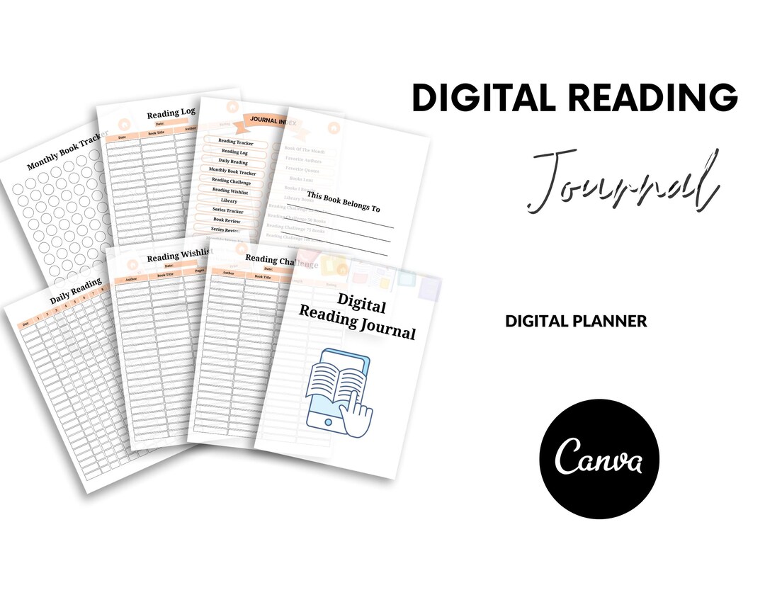 Digital Reading Journal | Canva, Goodnotes, Notability Compatible (PDF ...