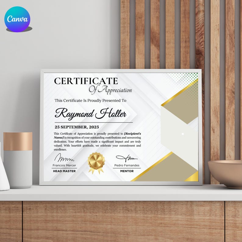 Editable Appreciation Certificate Template | Printable Award (canva) - Etsy