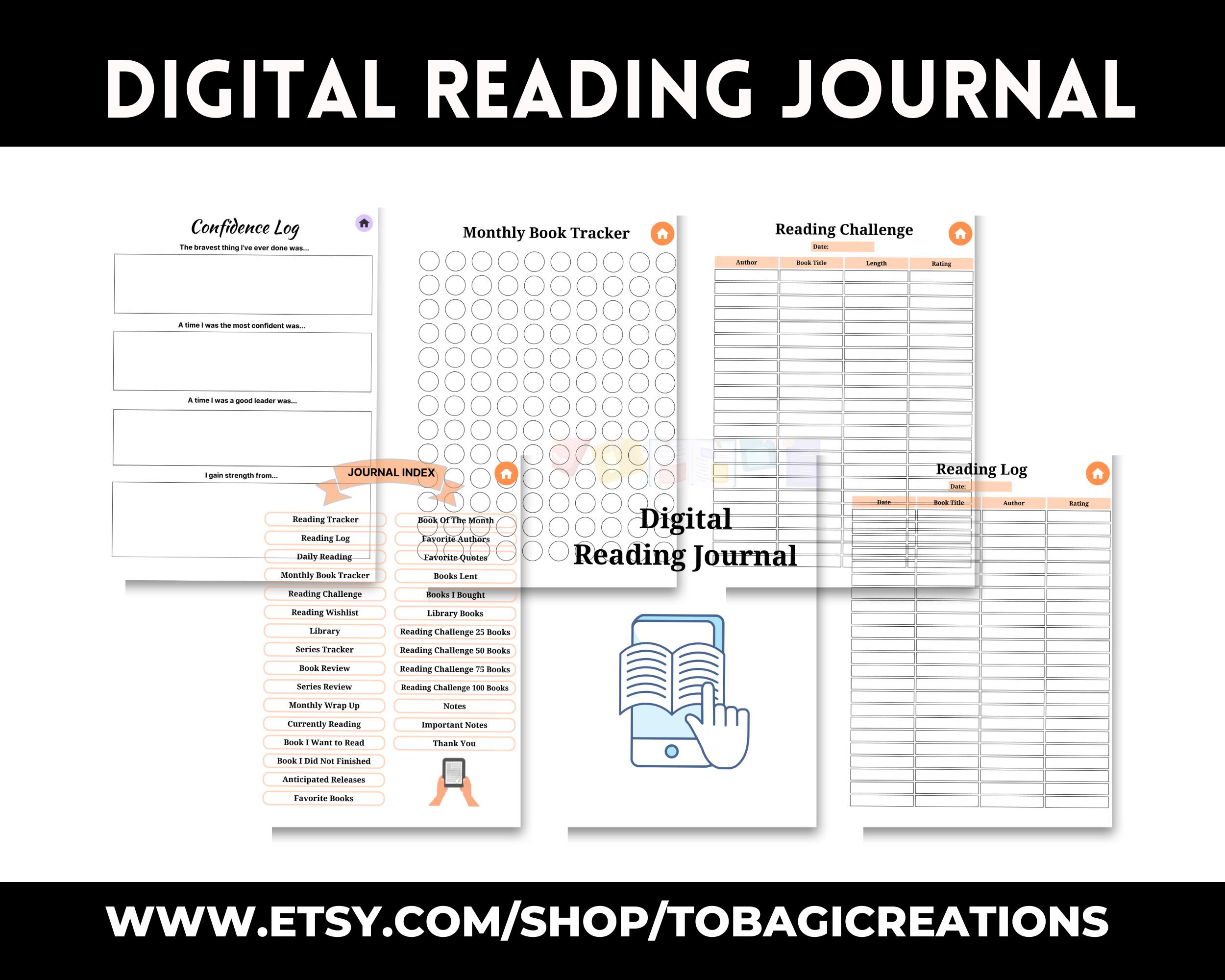 Digital Reading Journal | Canva, Goodnotes, Notability Compatible (PDF ...
