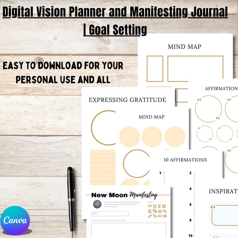 Digital Vision Planner and Manifesting Journal | Goal Setting ...