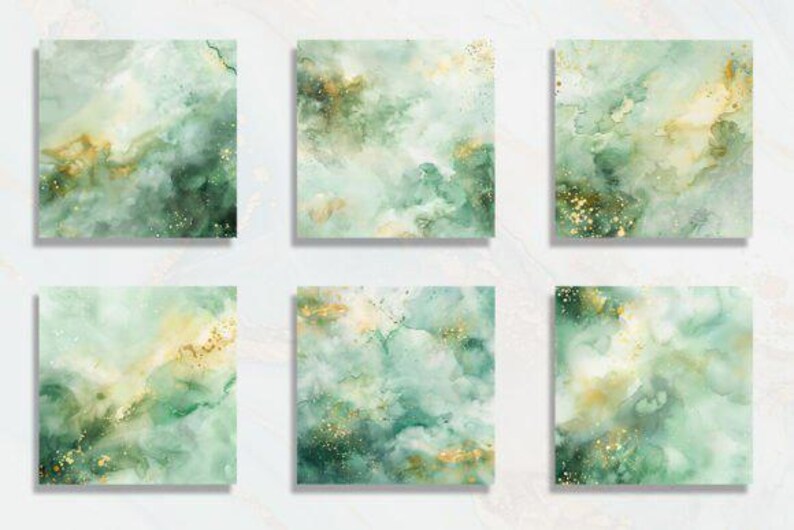 Watercolor Sage Green Background Papers Digital Scrapbook & Craft Paper ...