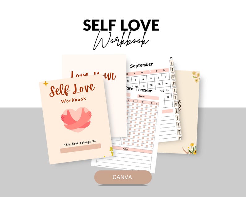 Self-love Printable Workbook | Anxiety Journal, Affirmation Tracker ...