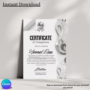 Certificate of Completion for Musician Template Music Extension ...