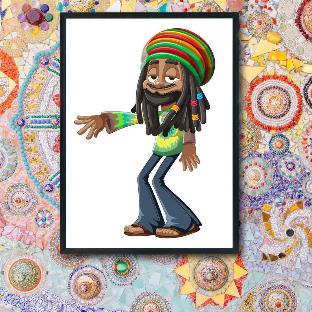 Printable Rasterian Character Wall Art Rasta Themed Digital PDF Afro ...
