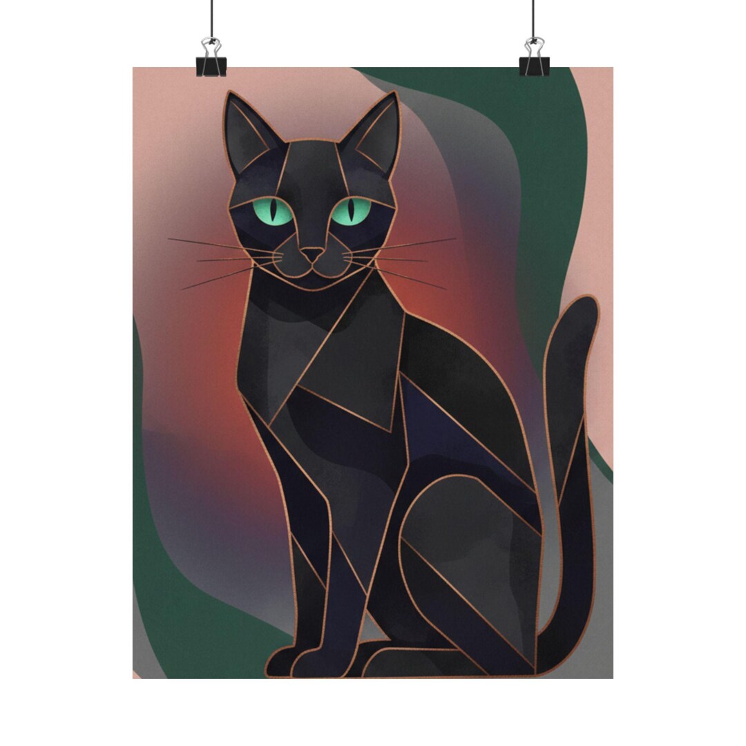Black Cat Poster Print | Modern Abstract Poster | Gallery Wall Art ...