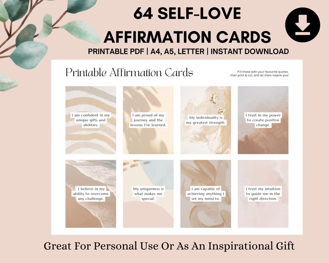64 Self-love Affirmation Cards. Self Affirm, Manifestation, Inner Work ...