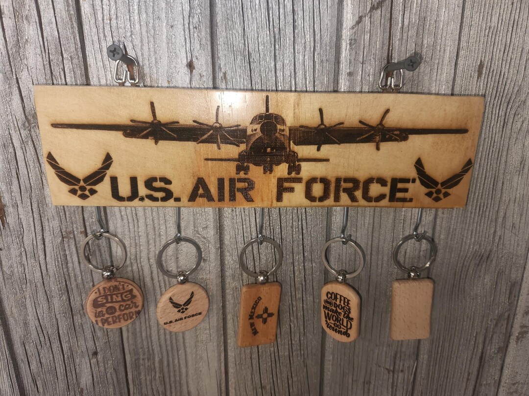 Laser Engraved USAF Key Rack With AC-130 & USAF Logos 11x3 5 Hooks ...