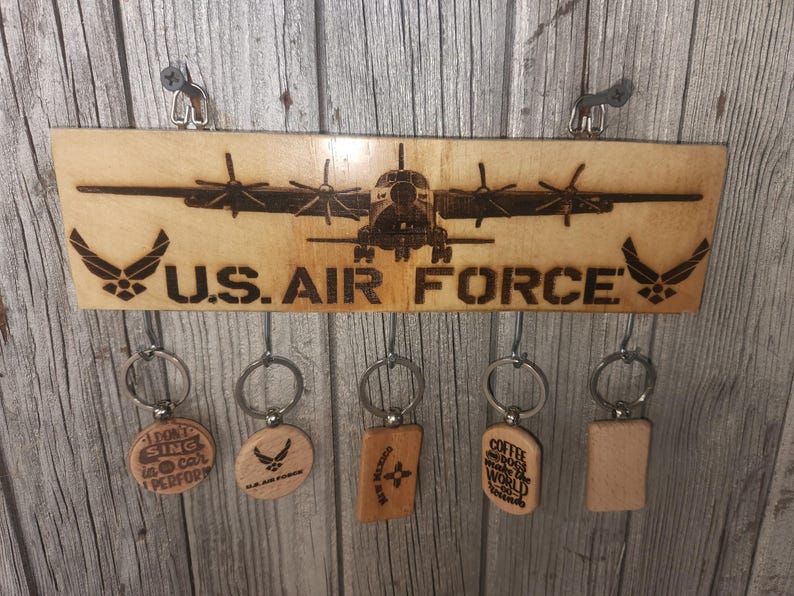Laser Engraved USAF Key Rack With AC-130 & USAF Logos 11x3 5 Hooks ...