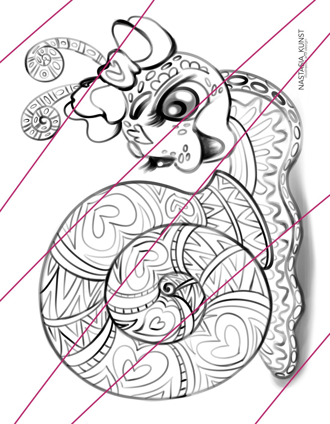 Snail Coloring Page • Mandala Pattern • With Bow Tie • Inktober 2025 ...