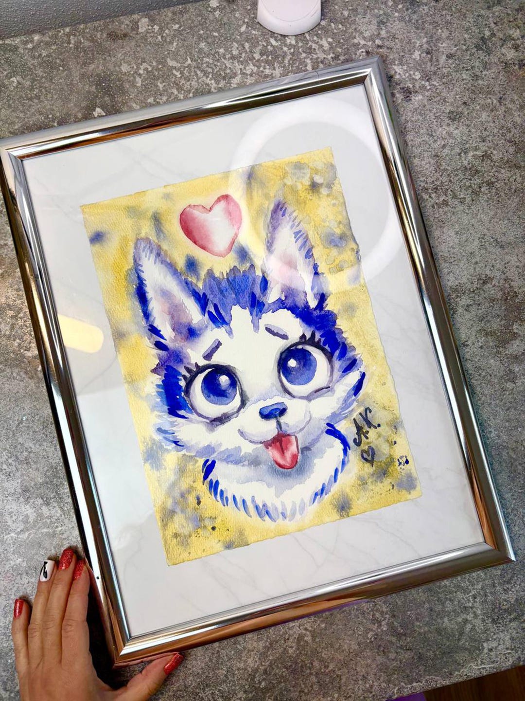 Adorable Husky Puppy Watercolor Painting – Frame Included! - Etsy