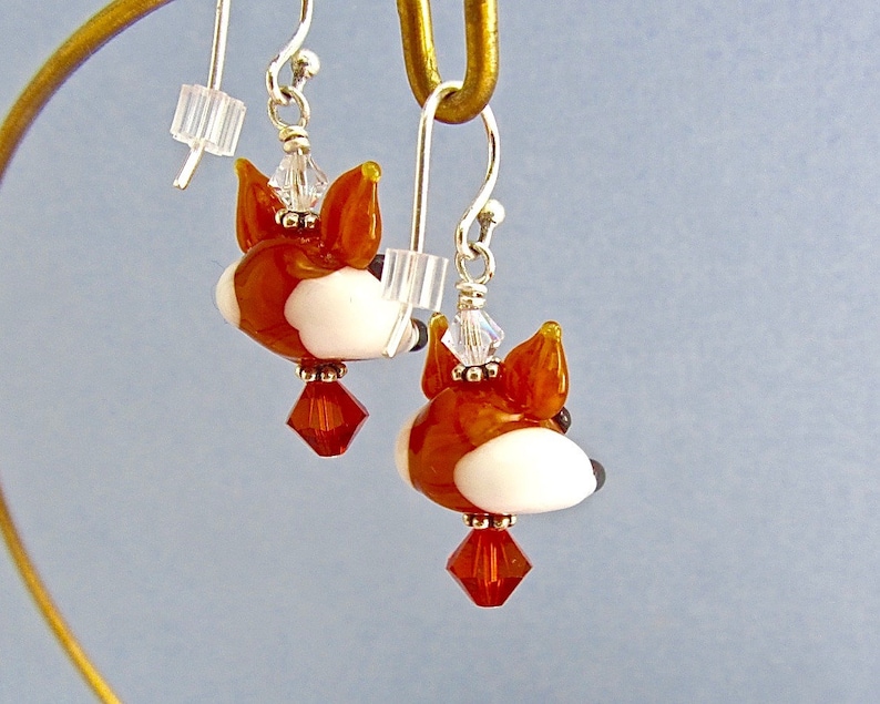 Fox Earrings Handmade Lampwork Glass Bead Art SRA | Etsy