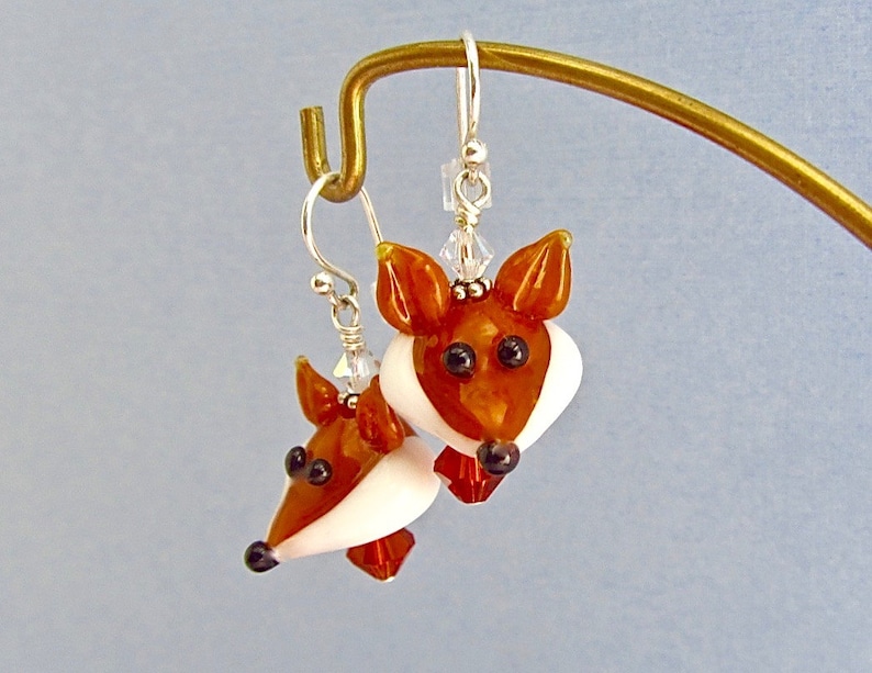 Fox Earrings Handmade Lampwork Glass Bead Art SRA | Etsy