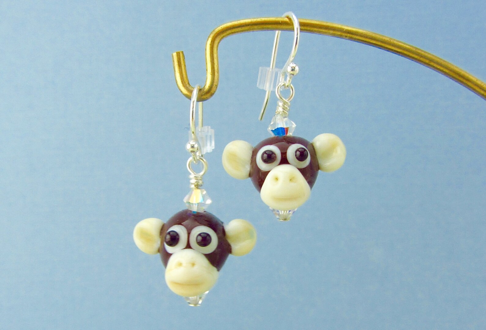 Monkey Earrings Cute Monkey Whimsical Monkey Earrings Glass - Etsy New ...