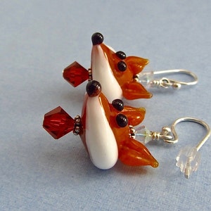 Fox Earrings Handmade Lampwork Glass Bead Art SRA - Etsy