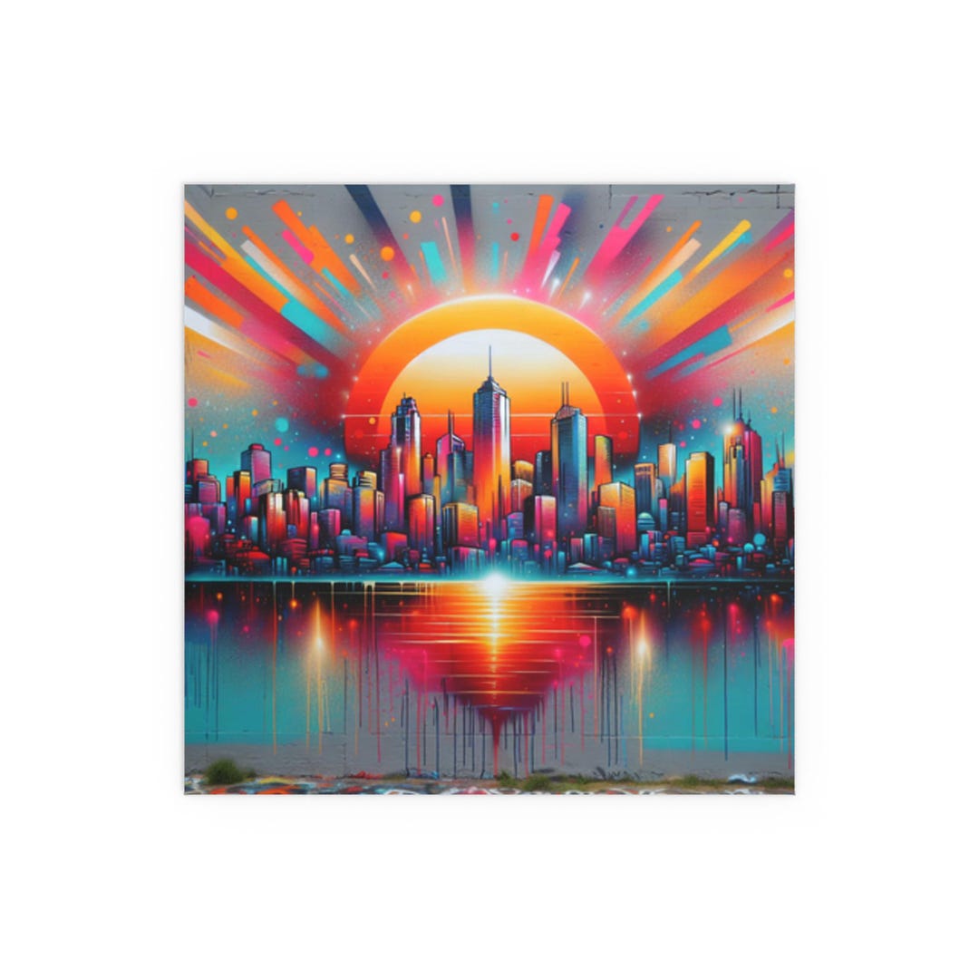 Silk Poster, Sunset Behind City, Wall Art Decor, Home Office Decoration ...