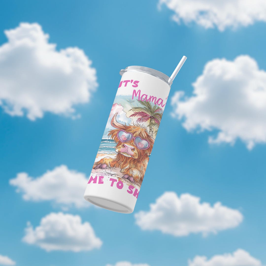 Highland Cow "mama's Time to Shine" Seamless 20 Oz Skinny Tumbler ...