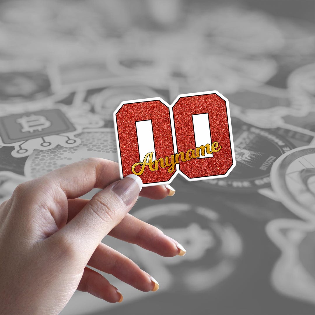 Custom Red Sandy Name and Number Decal Vinyl for Laptop, Water Bottle ...