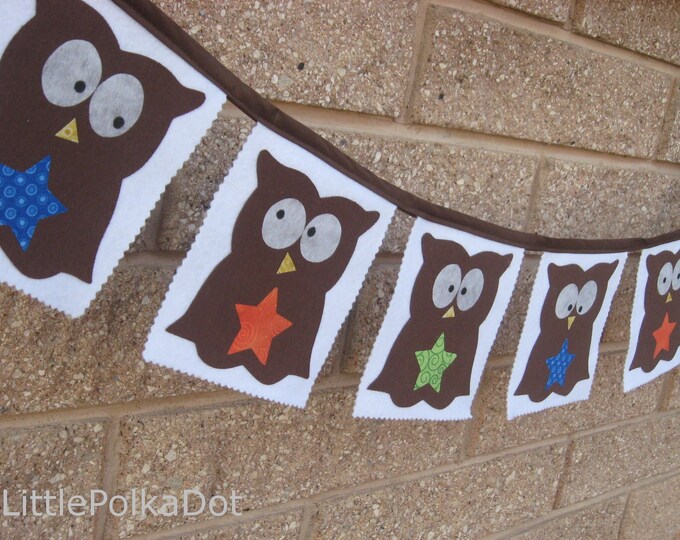 OWL Felt and Fabric Pennant Reusable Banner, Nursery Decoration, Party ...