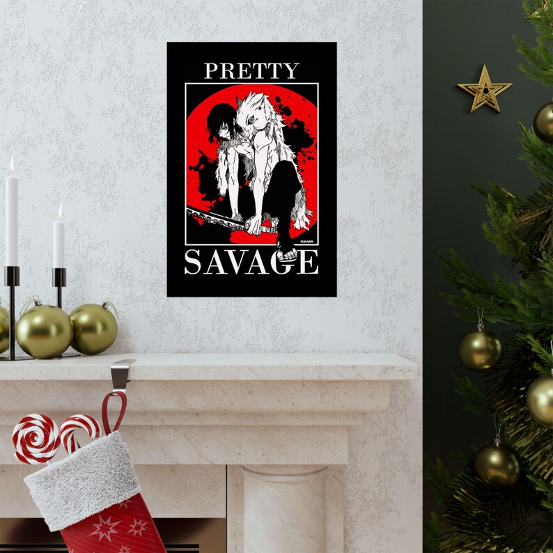 Inosuke Pretty Savage Black Pink Fanmade Wall Decor by Fukaeri, Anime ...