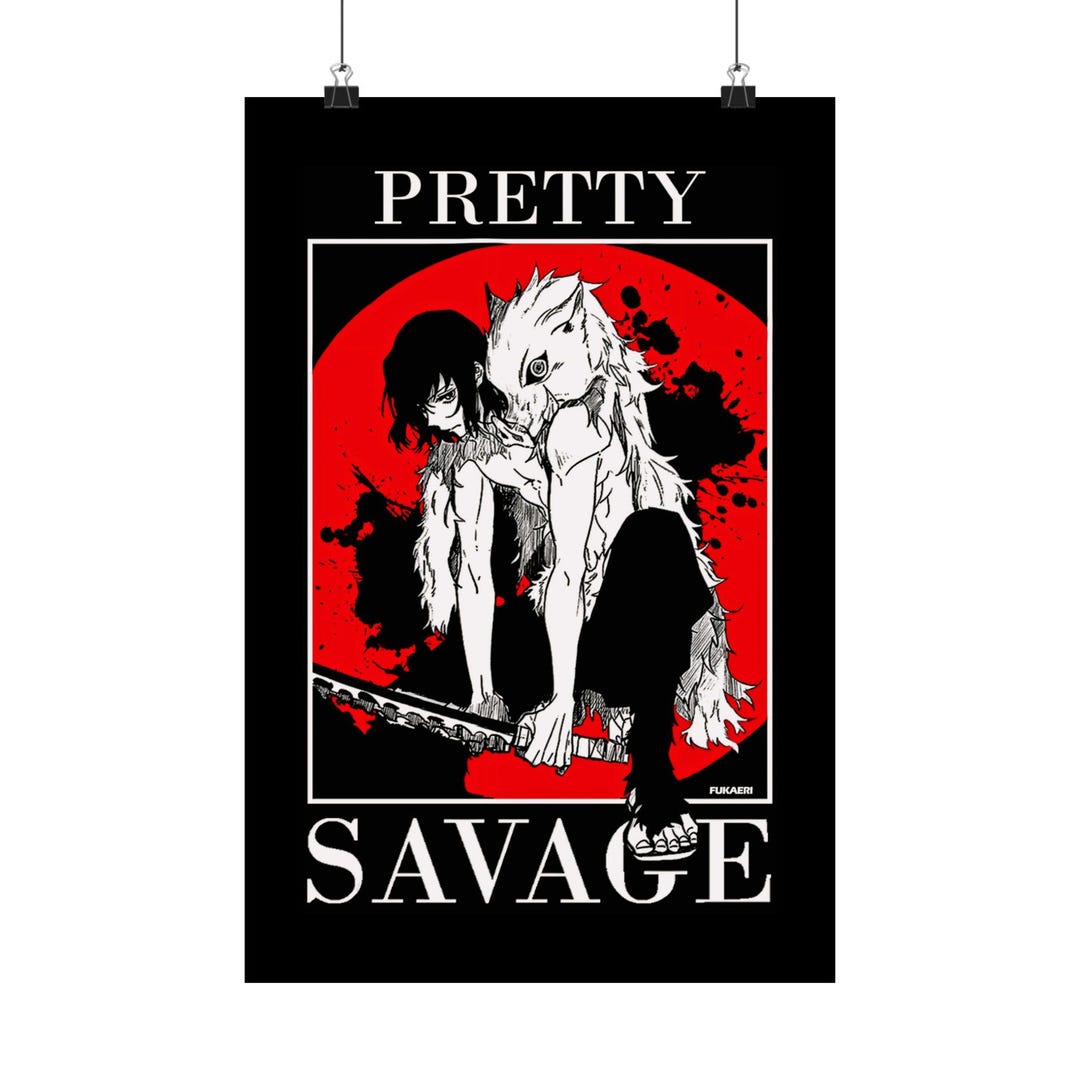 Inosuke Pretty Savage Black Pink Fanmade Wall Decor by Fukaeri, Anime ...