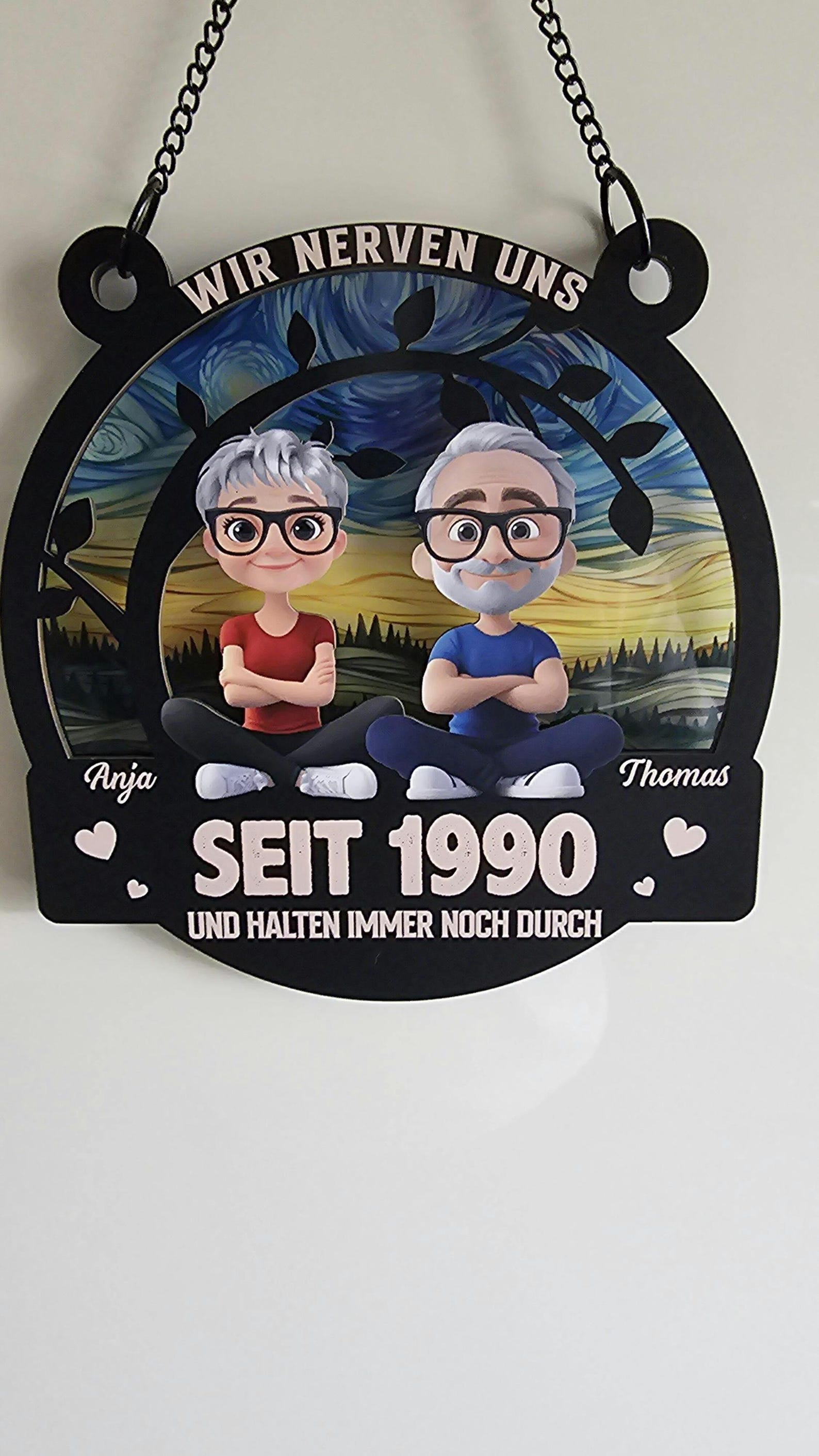 Personalized Anniversary Suncatcher – Custom Couple Portrait, Wedding ...