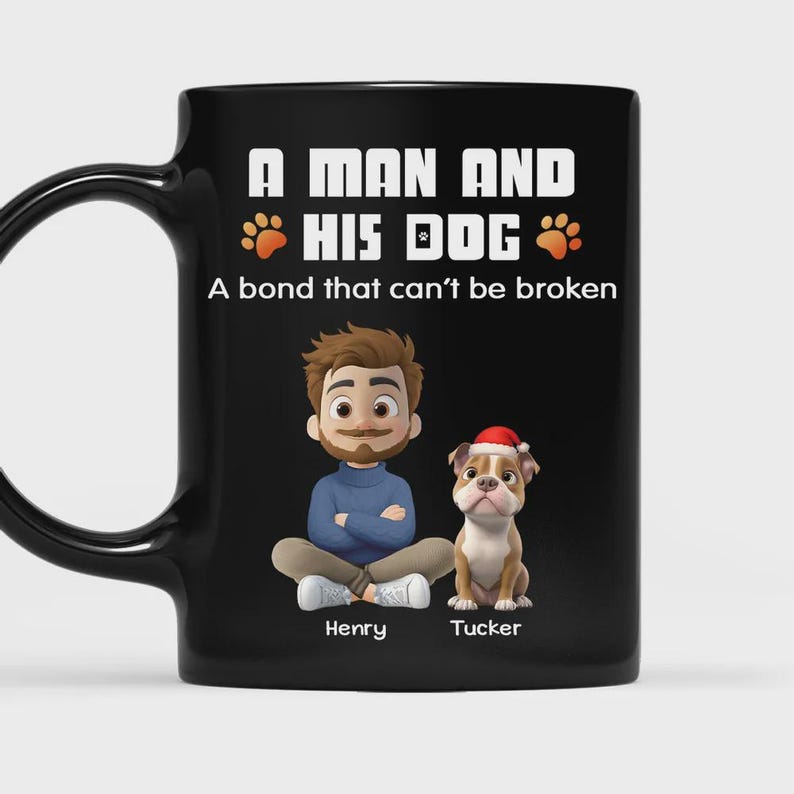 Personalized Dog Dad Mug: Custom Cartoon Pet Portrait Coffee Cup - Etsy