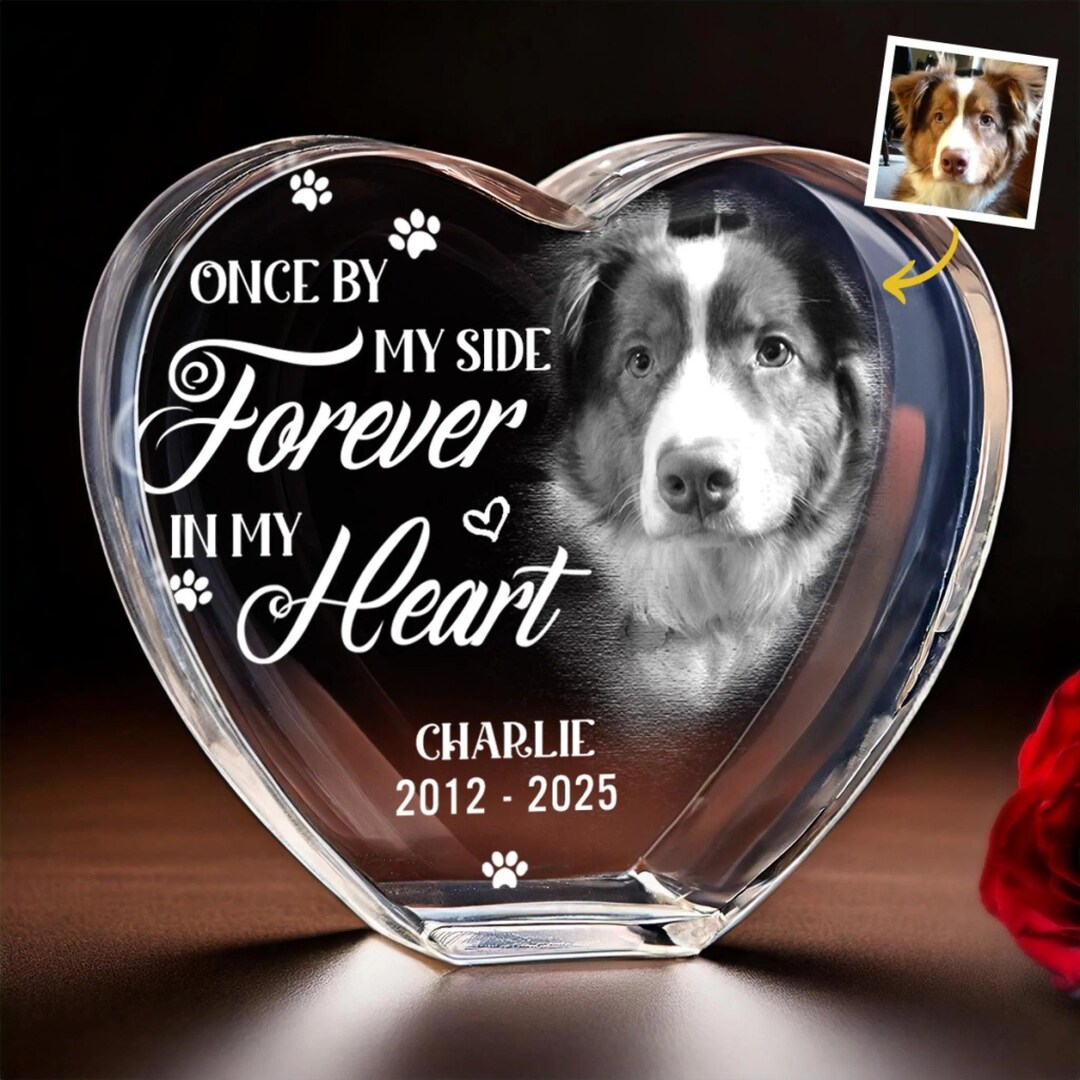 Custom 3D Crystal Photo Heart: Personalized Memorial Keepsake - Etsy