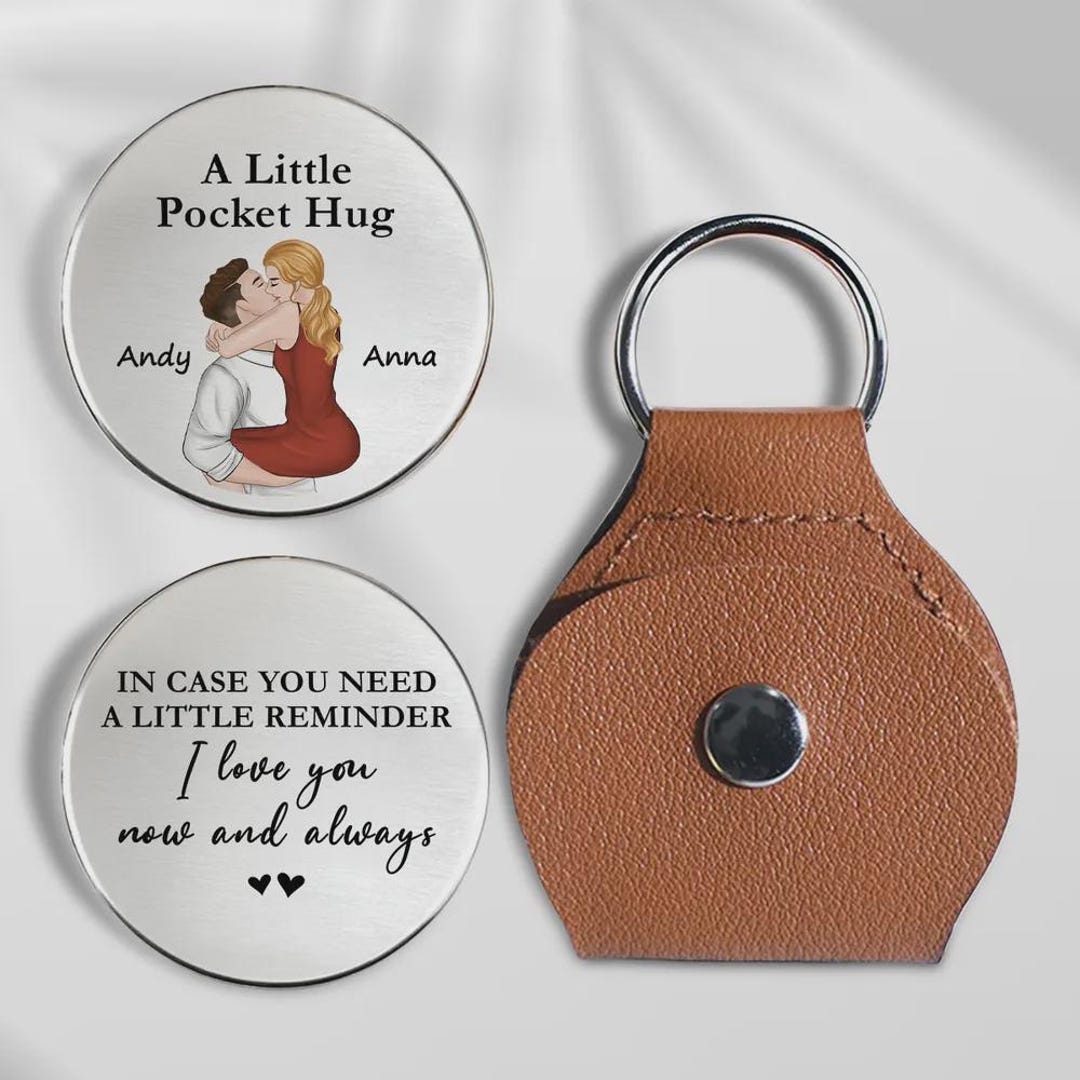 Personalized Pocket Hug Keychain: Custom Couple Gift, Stainless Steel ...