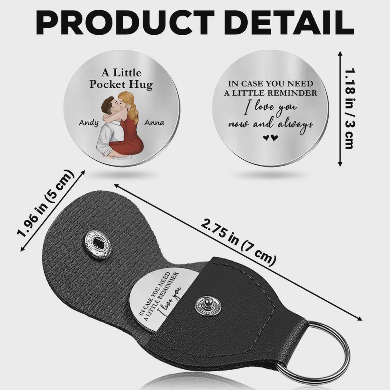 Personalized Pocket Hug Keychain: Custom Couple Gift, Stainless Steel ...