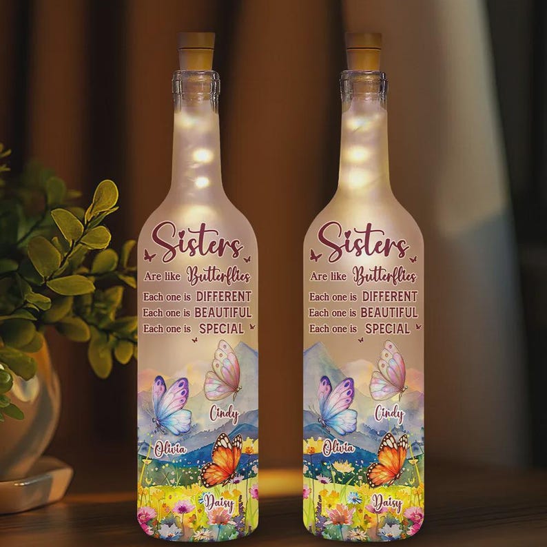 Personalized Soul Sister Bottle Lamp, Butterfly Keepsake Gift - Etsy