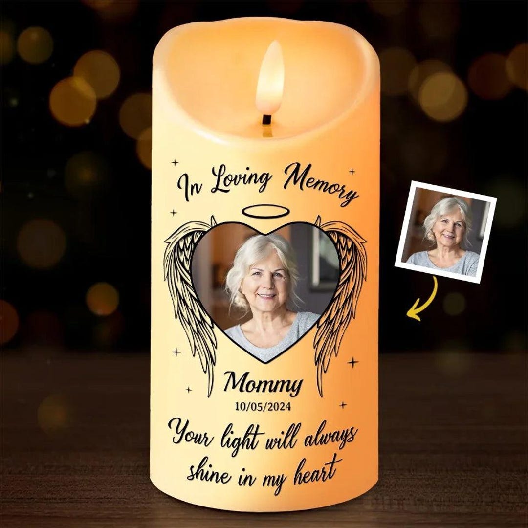Personalized Memorial LED Candle: Custom Photo Sympathy Gift - Etsy