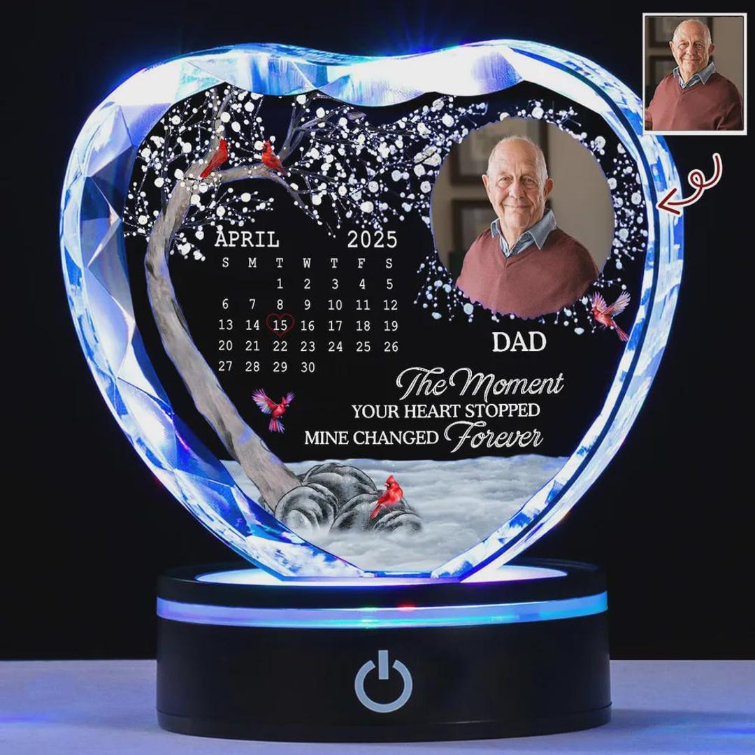 Personalized Memorial Crystal LED Light: Custom Photo Remembrance ...