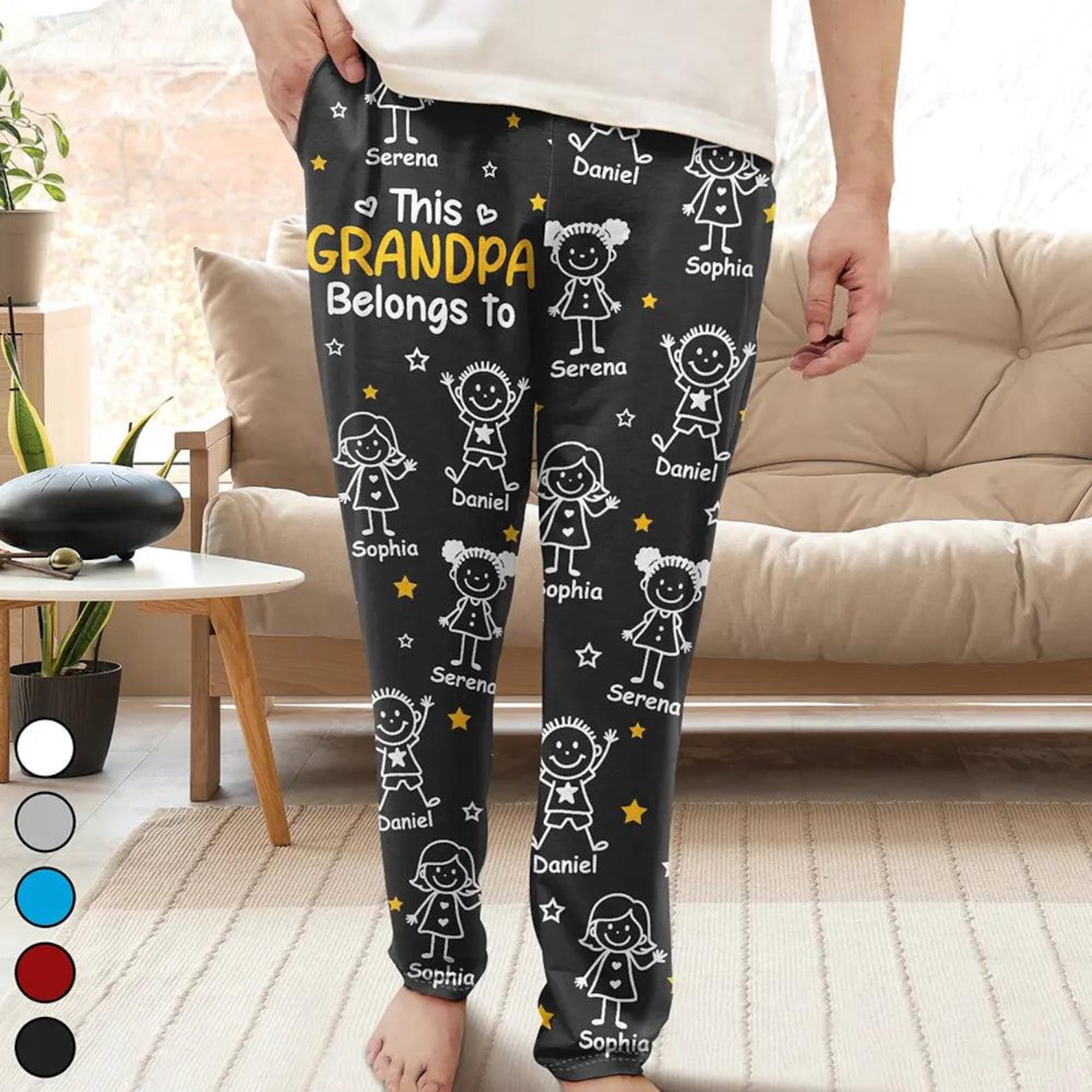 Custom Kids Names Pajama Pants, Personalized Grandpa Lounge Pants - Etsy