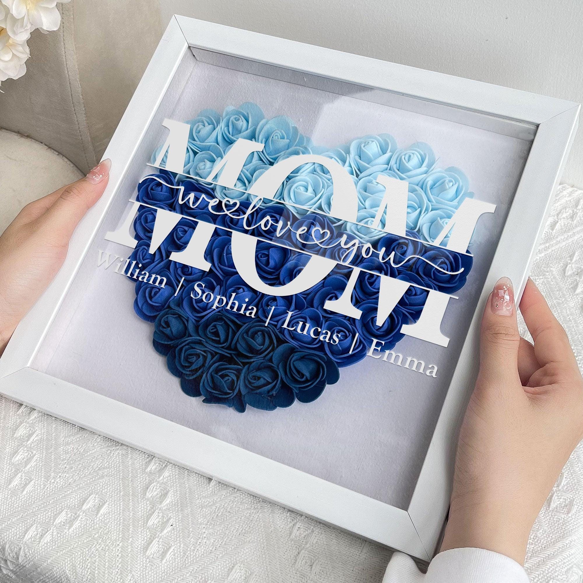 Personalized Mom Flower Shadow Box: Mother's Day Floral Gift - Etsy