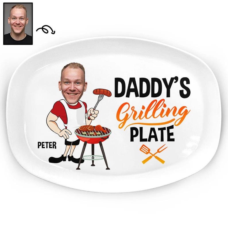 Personalized Photo Grilling Platter – Funny BBQ Gift for Dad, Grandpa ...