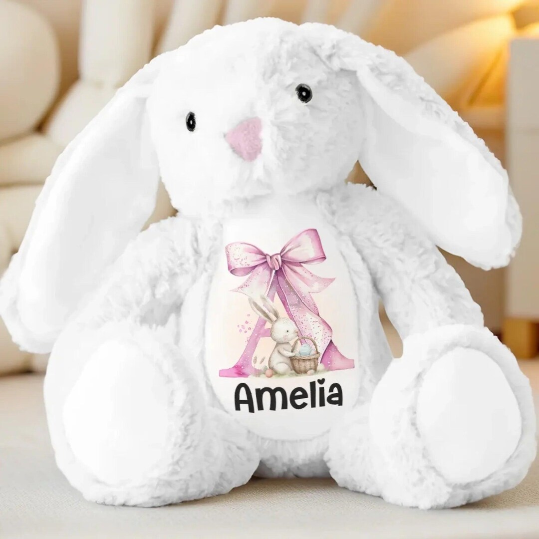 Personalized Easter Bunny Plush: Custom Name Stuffed Rabbit Gift - Etsy