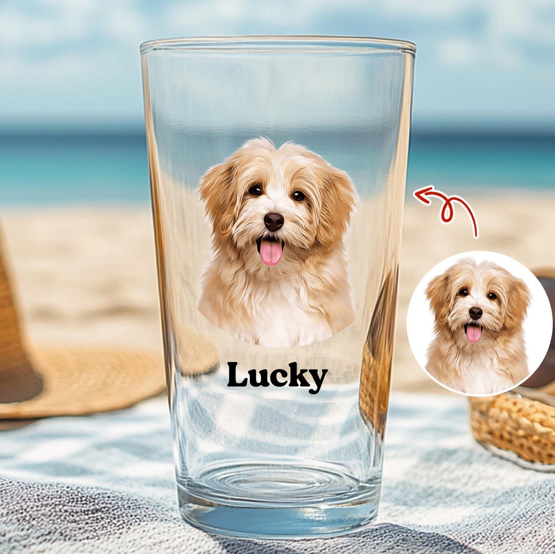 Personalized Pet Photo Beer Glass Custom 16oz Dog or Cat Pint Glass ...