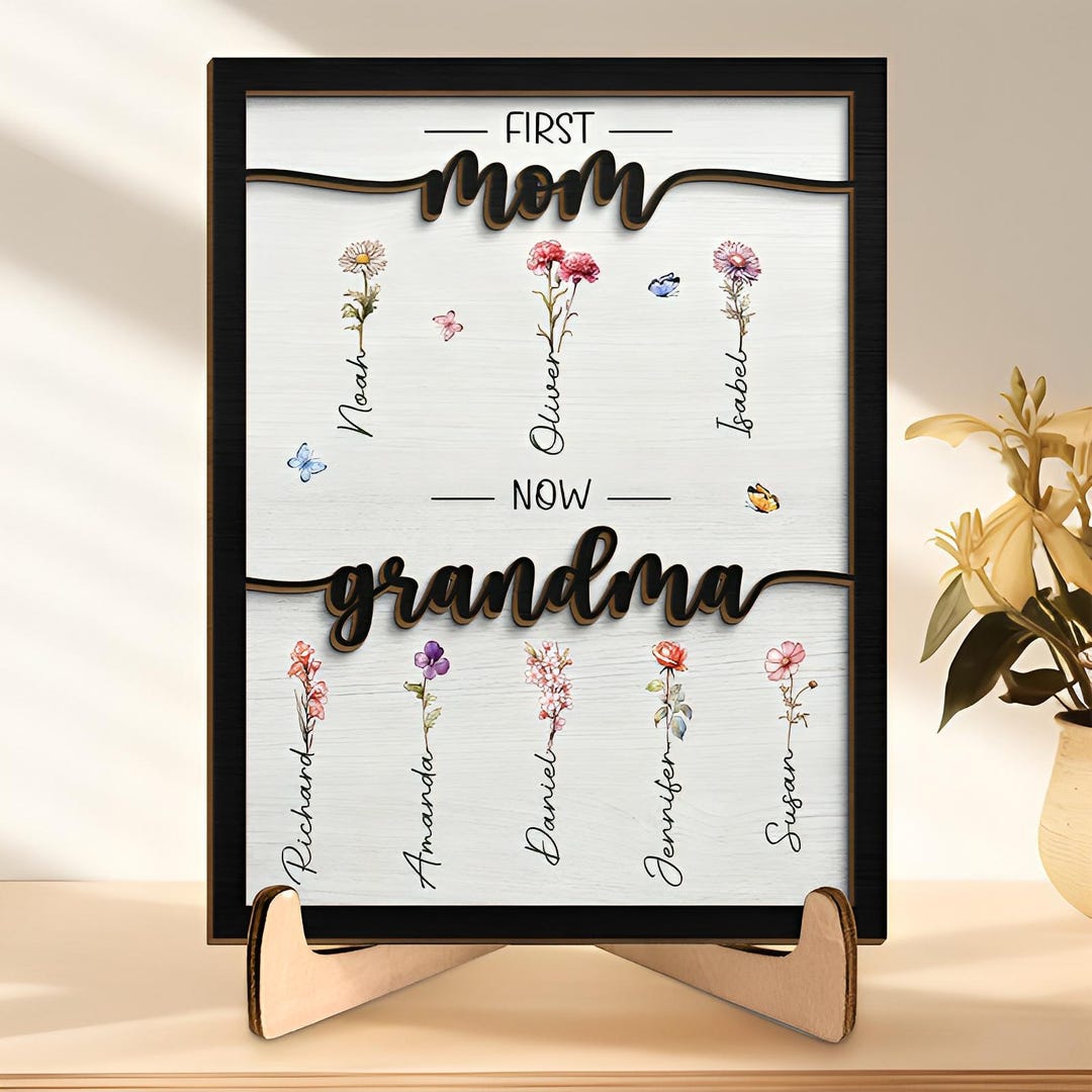 Personalized Wooden Grandma Plaque: First Mom Now Grandma, Custom ...
