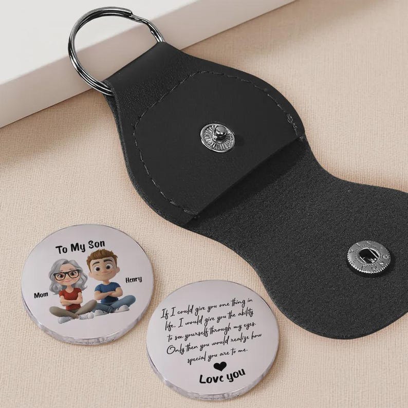 Engraved Coin Keychain for Son, Personalized Gift From Mom - Etsy