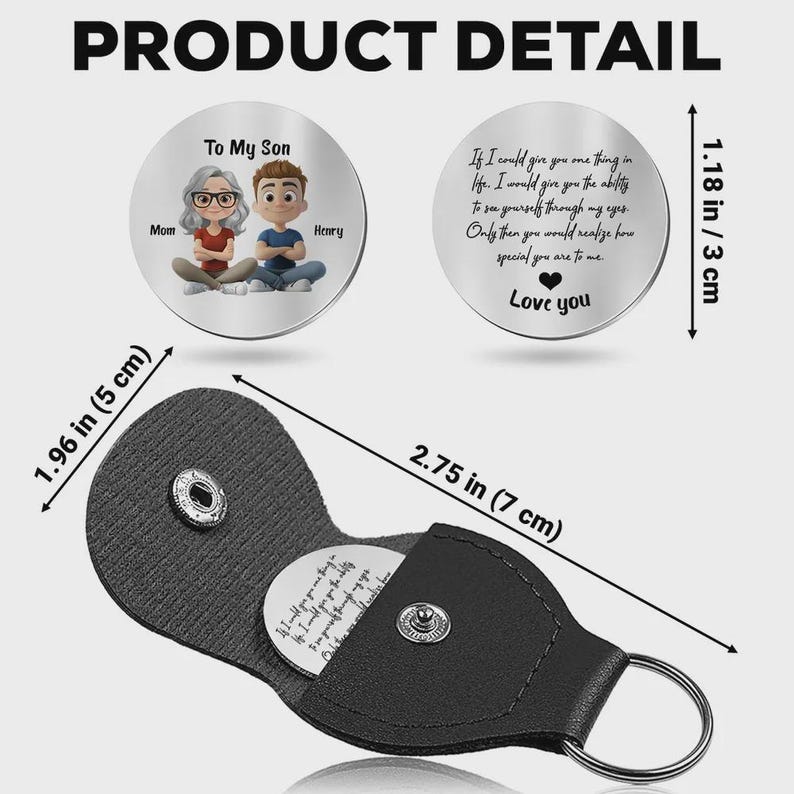 Engraved Coin Keychain for Son, Personalized Gift From Mom - Etsy