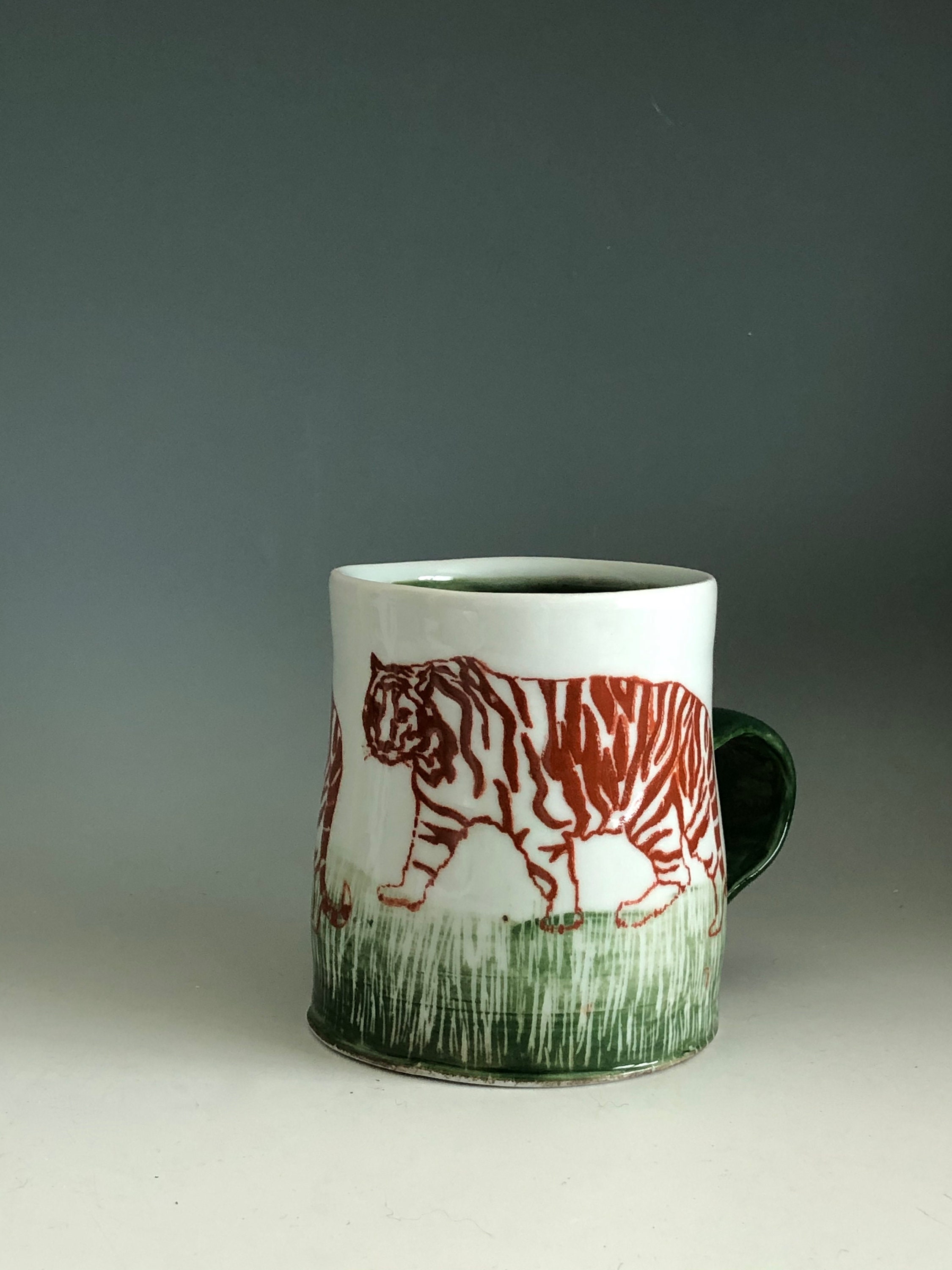 Tiger Mug, Thrown With Porcelain, Decorated W/silkscreens, Underglazes ...