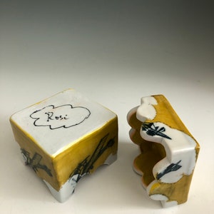 Hand-Built Lidded Box/Cube decorated with Silkscreens | Etsy