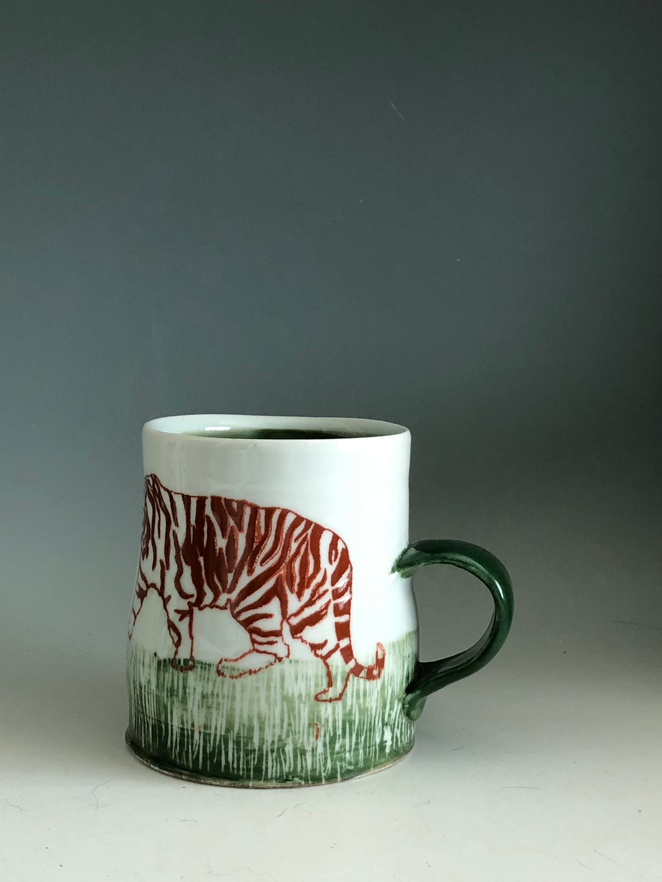 Tiger Mug, Thrown With Porcelain, Decorated W/silkscreens, Underglazes ...