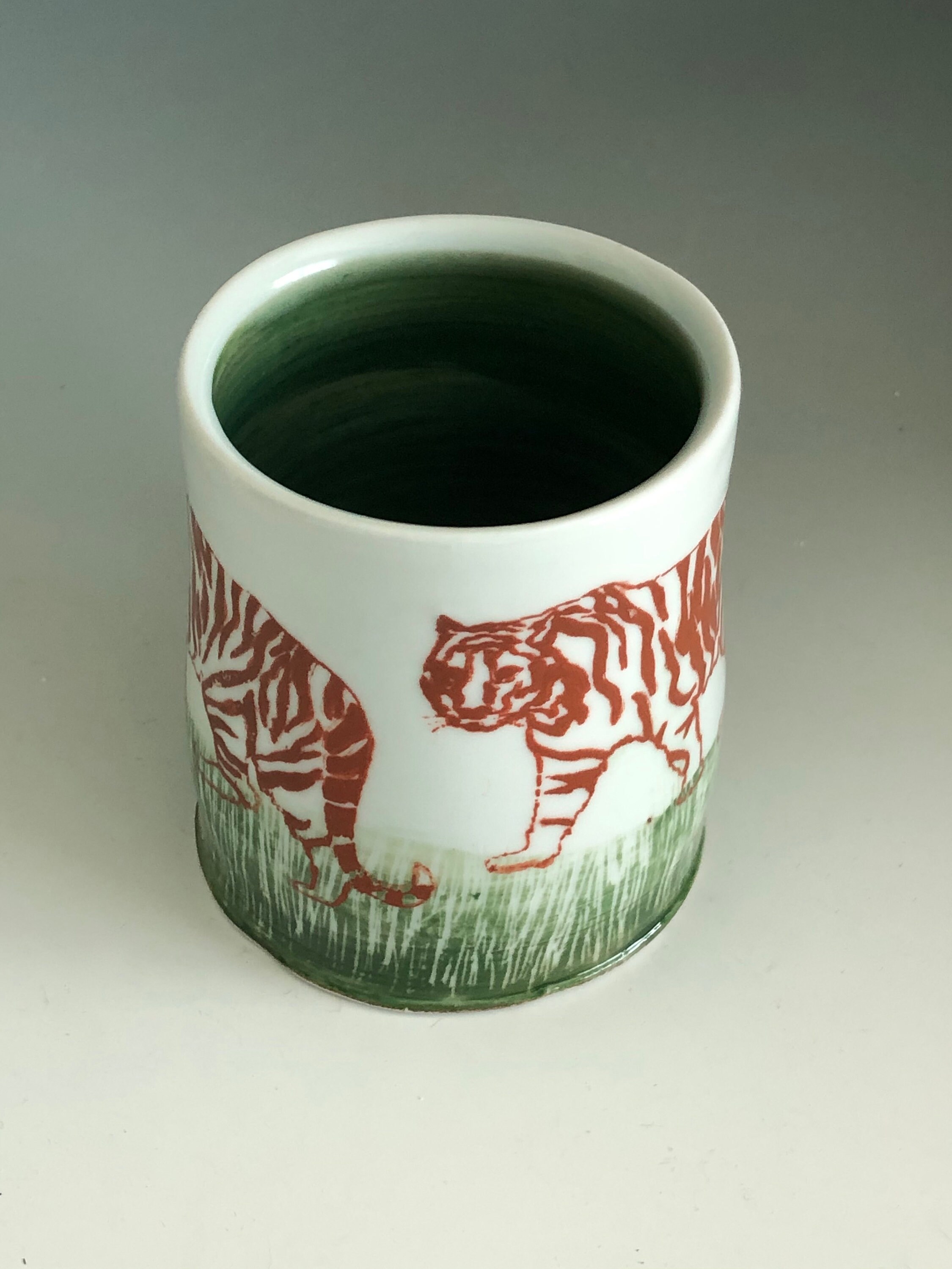Tiger Mug, Thrown With Porcelain, Decorated W/silkscreens, Underglazes ...