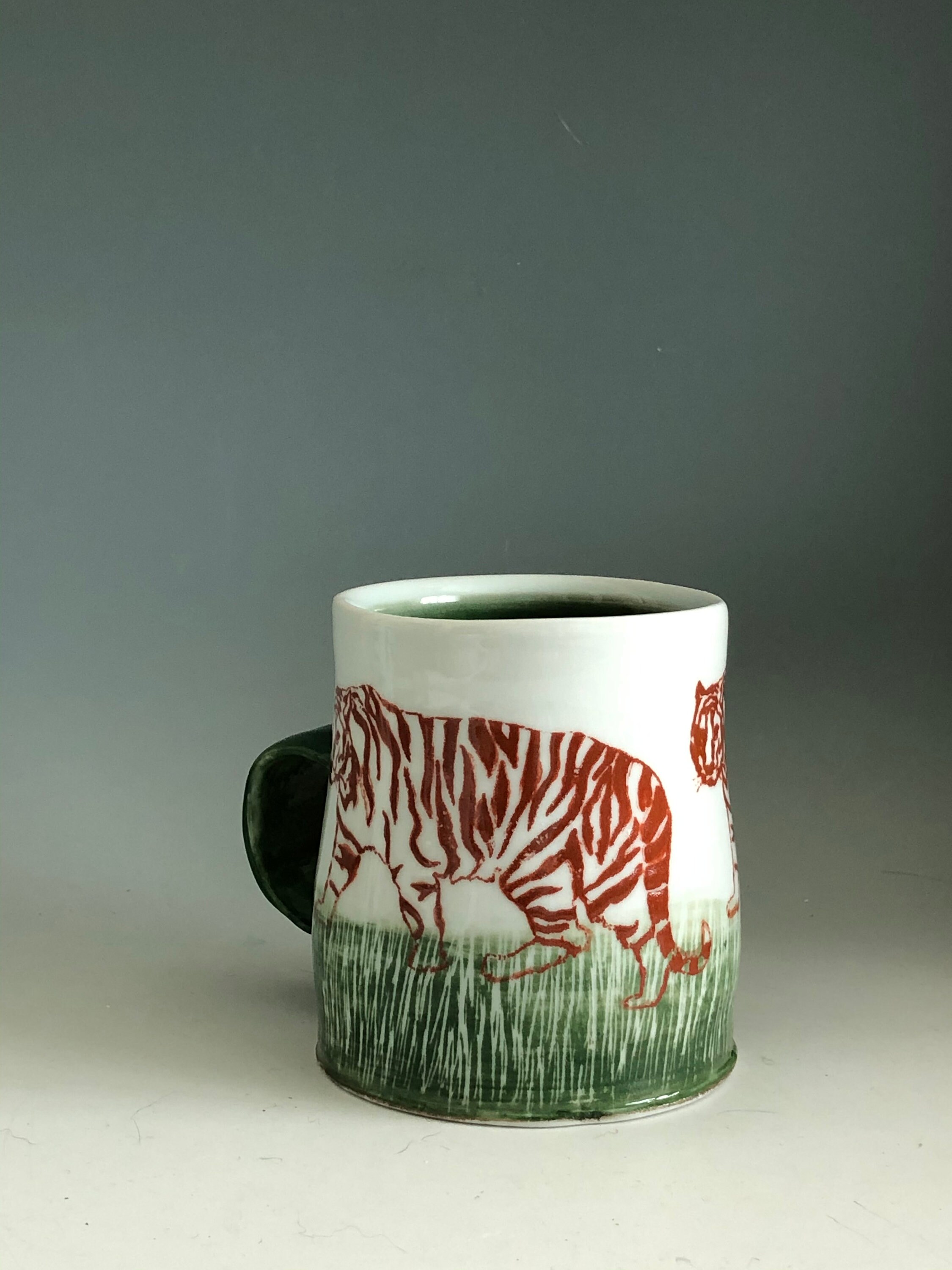 Tiger Mug, Thrown With Porcelain, Decorated W/silkscreens, Underglazes ...