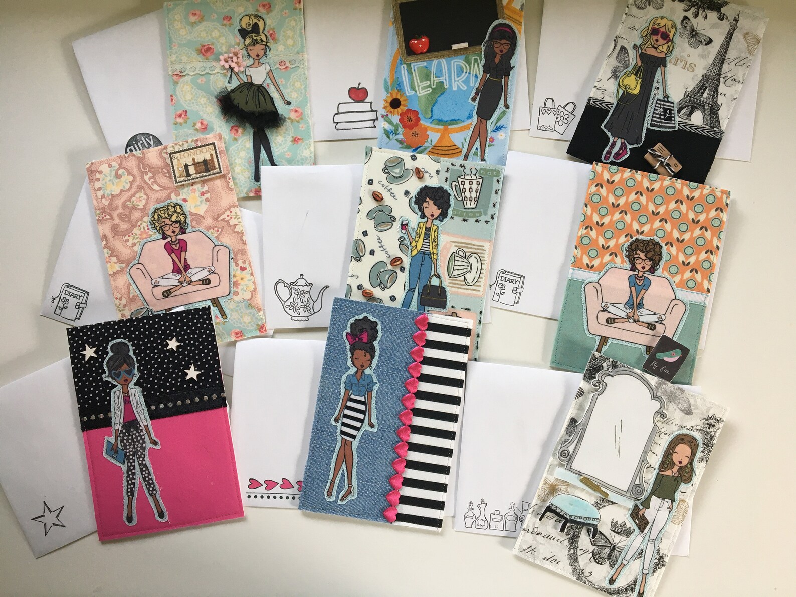 Girly Girl Fabric Postcards/diva Greeting Cards - Etsy