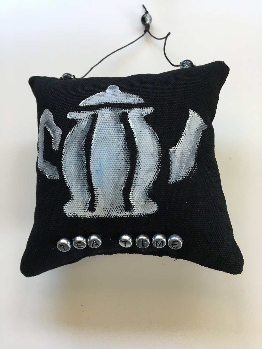 Hand Painted Tea Pot Pillow: Black Doorknob Decor - Etsy