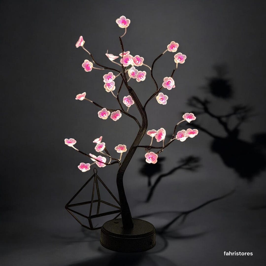 Bonsai Cherry Blossom Led Lamp, Table Light, Home Decoration, Usb/battery Operated Touch Switch ...