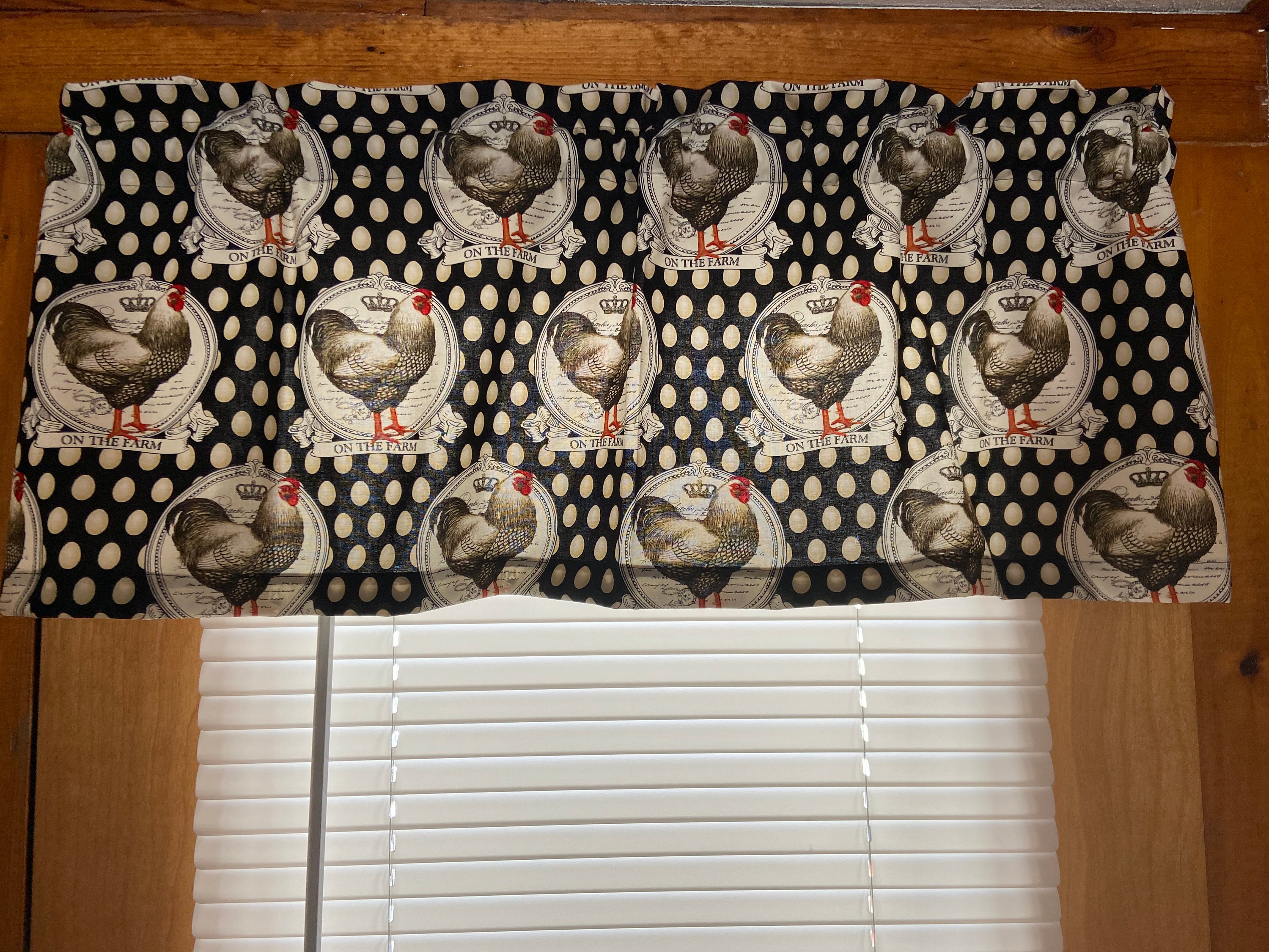 Chicken Rooster Farmhouse Farm Animal Kitchen Window Valance Decor ...